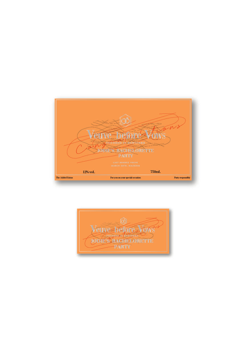 Personalised Veuve Before Vows - Bottle Sticker Pack - Pack of 16 ...